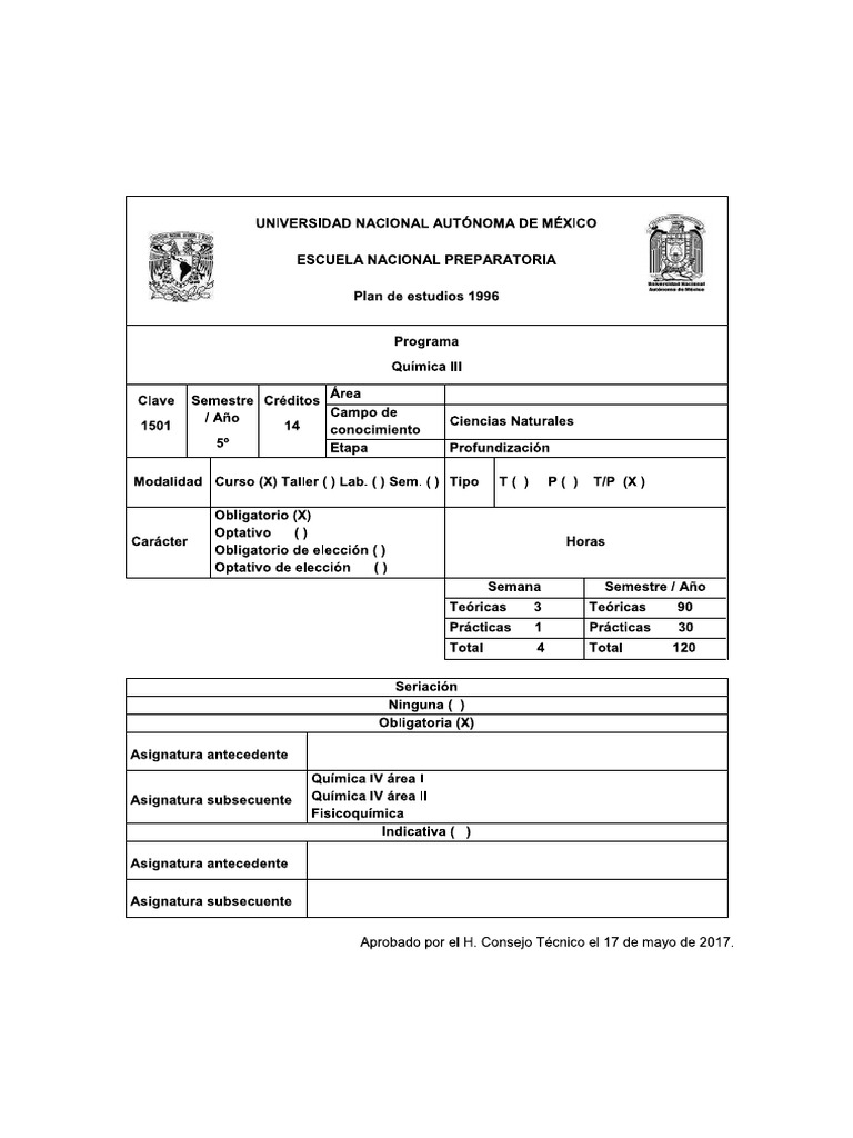 Programa De Estudios Quimica Pdf
