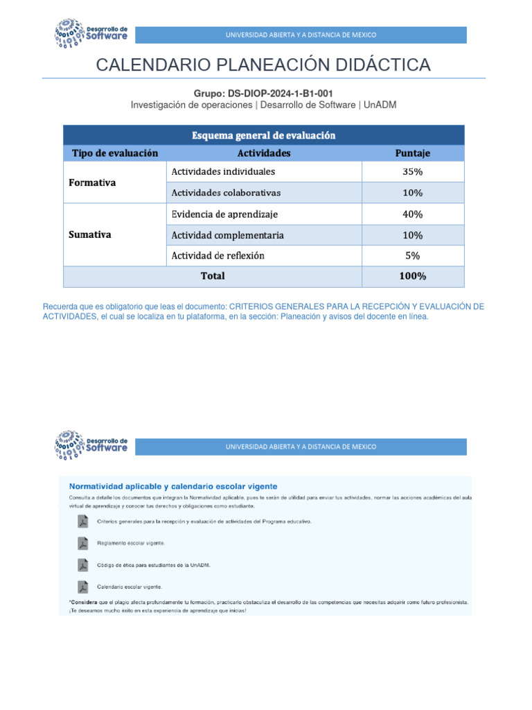 Calendario de Entregas UnADM 2024 | PDF | Informática