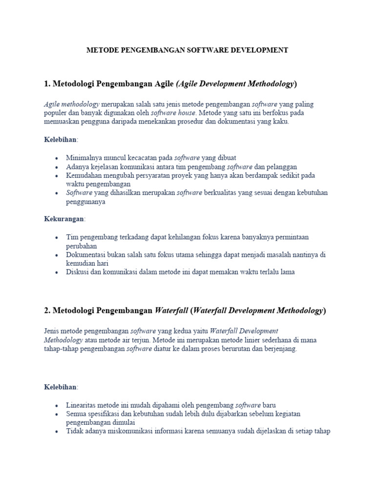 Metode Pengembangan Software Development | PDF