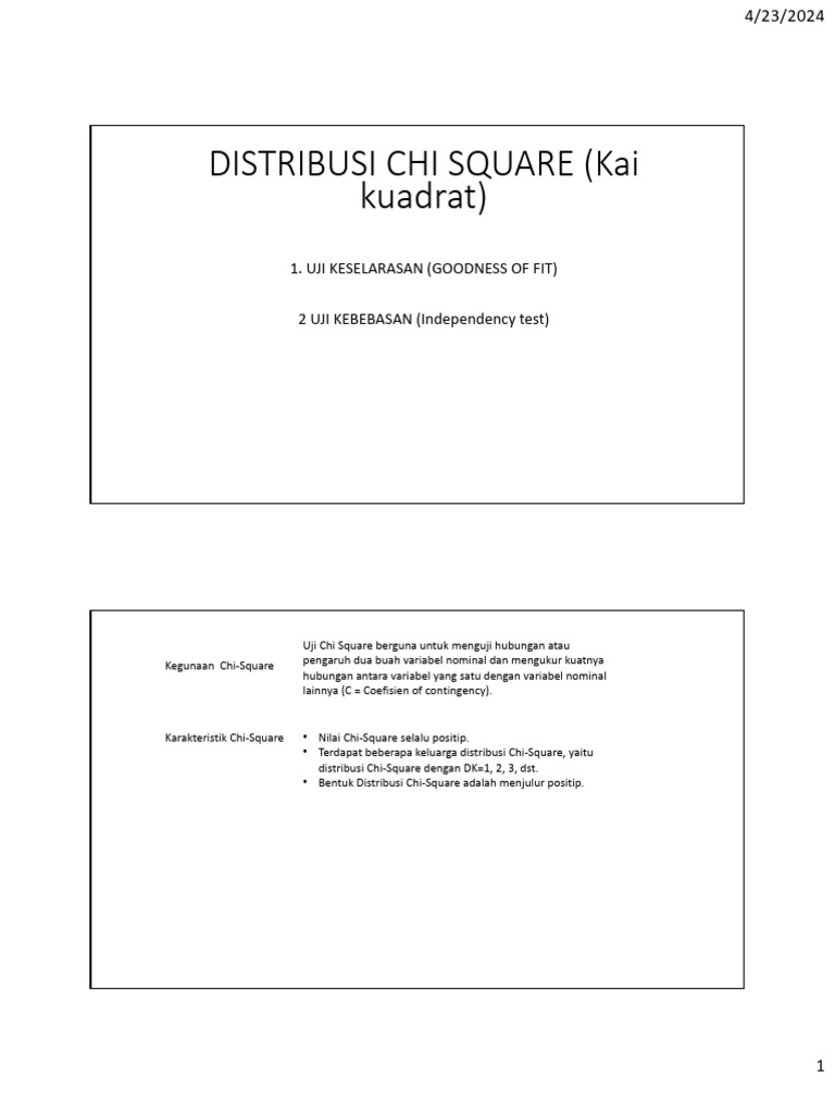 Uji Keselarasan Distribusi Chi-Square | PDF