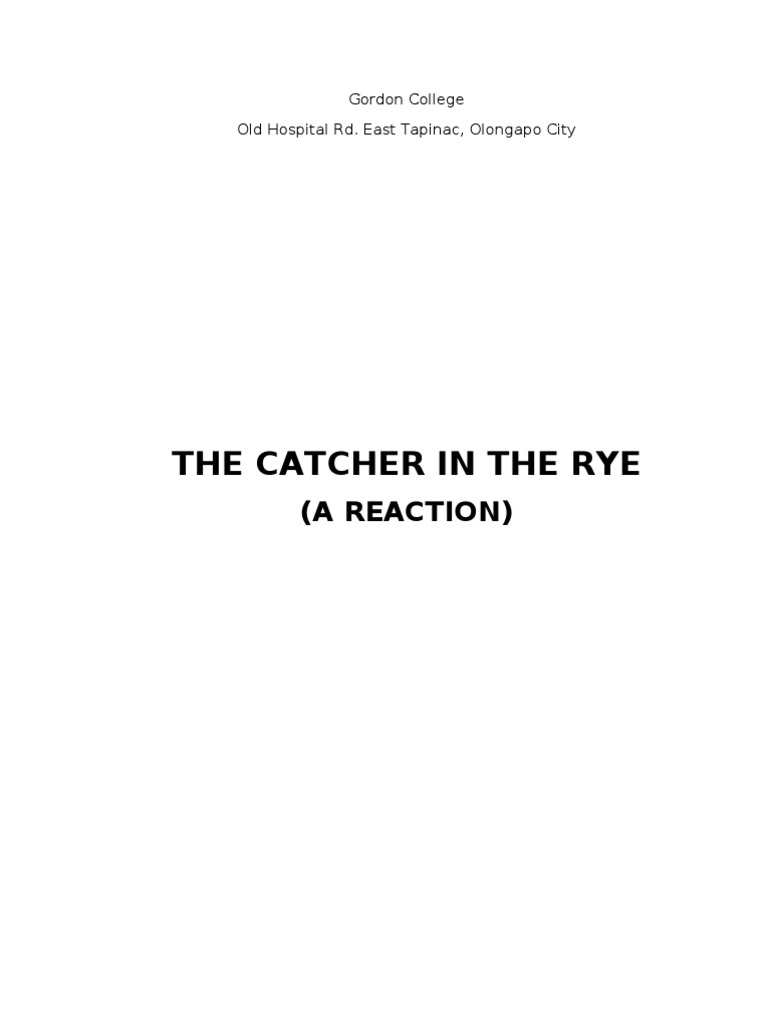 The Catcher in The Rye | PDF | Self | Adolescence