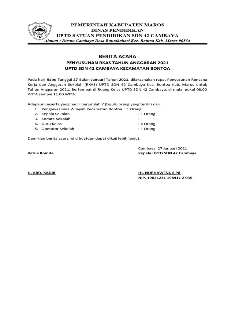 Berita Acara Akas | PDF