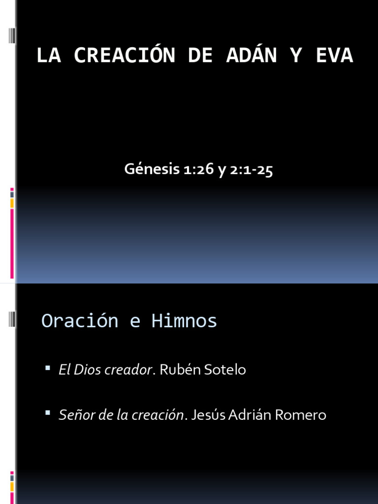 LA CREACION DE ADAN Y EVA | PDF | Narrativa de la creación del Génesis ...