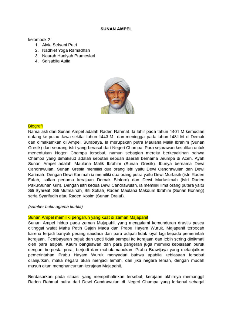 Sunan Ampel Kel 2 X RPL - PAI | PDF | Sejarah | Agama & Spiritualitas
