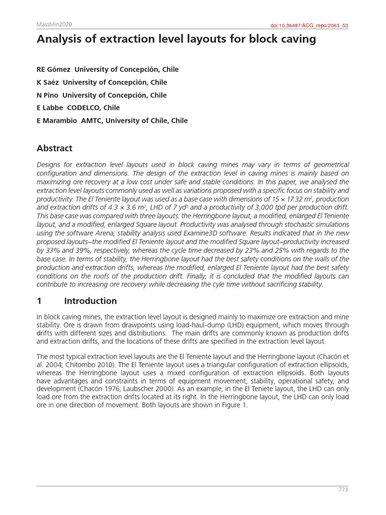 Analysis of Extraction Level Layouts For Block Caving | PDF | Stress ...