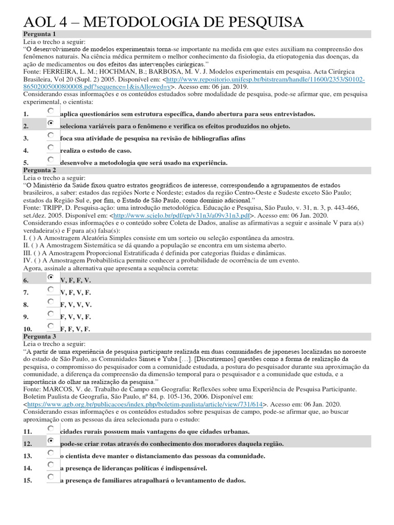 Unidade 4 - Metodologia de Pesquisa Nota 10 | PDF | Método científico | Science