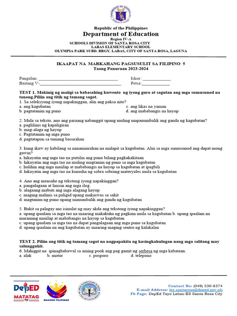 Filipino5 - 4TH Quarter | PDF