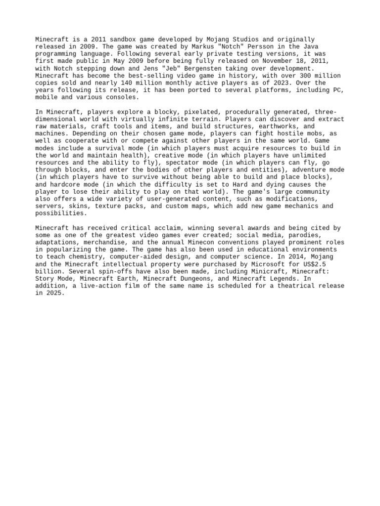 minecraft | PDF | Minecraft | Gaming