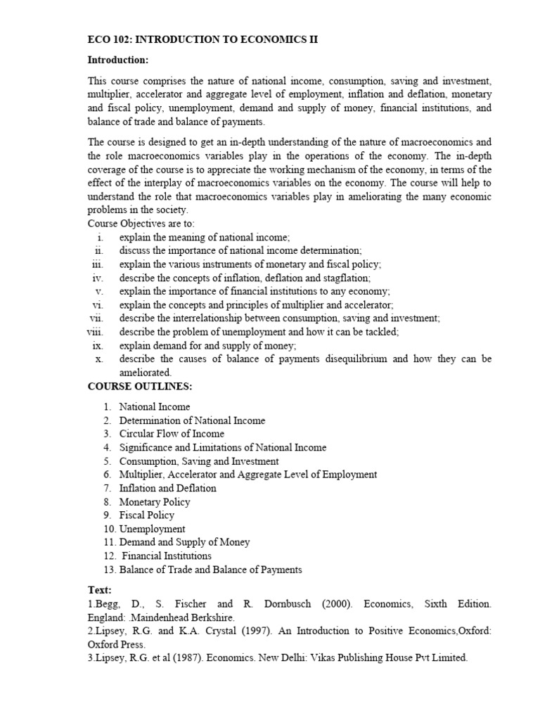 Eco 102 Lecture Note - 2 | PDF | Gross Domestic Product | Fiscal Multiplier