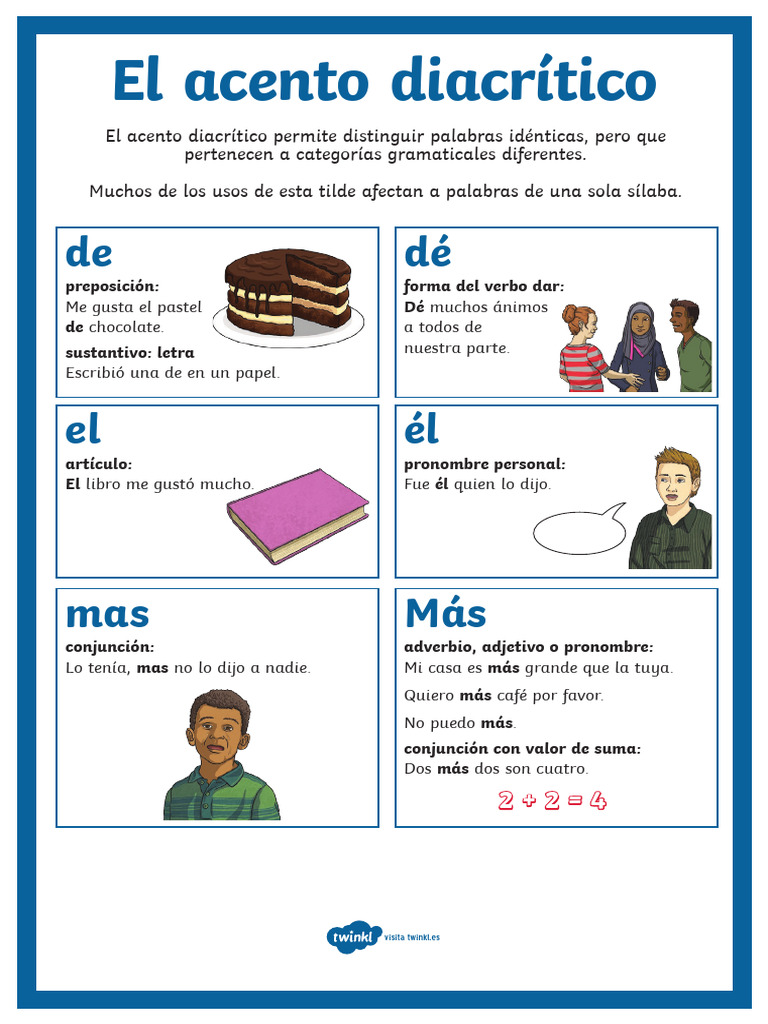El Acento Diacrítico - A4 | PDF | Parte del discurso | Sustantivo