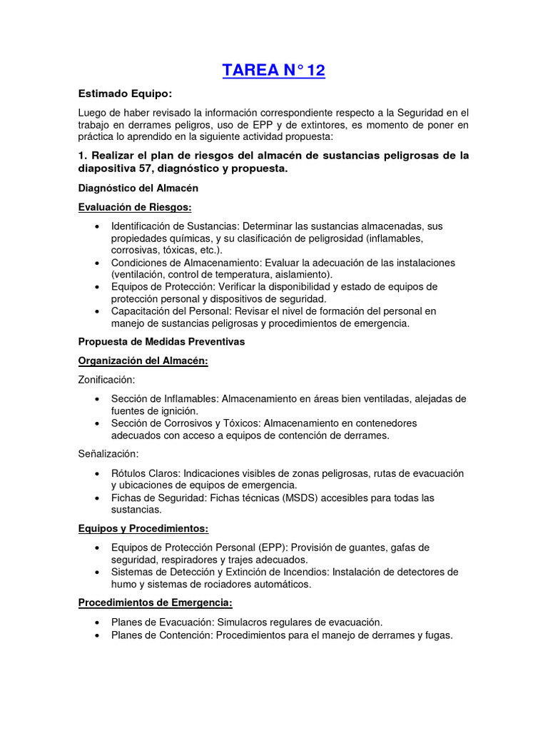 Tarea N 12 | PDF | Primeros auxilios | La seguridad