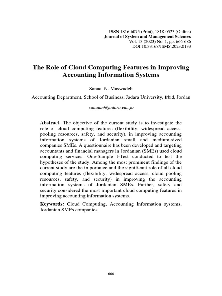 The Role of Cloud Computing Features in Improving Accounting Information Systems | PDF | Cloud ...