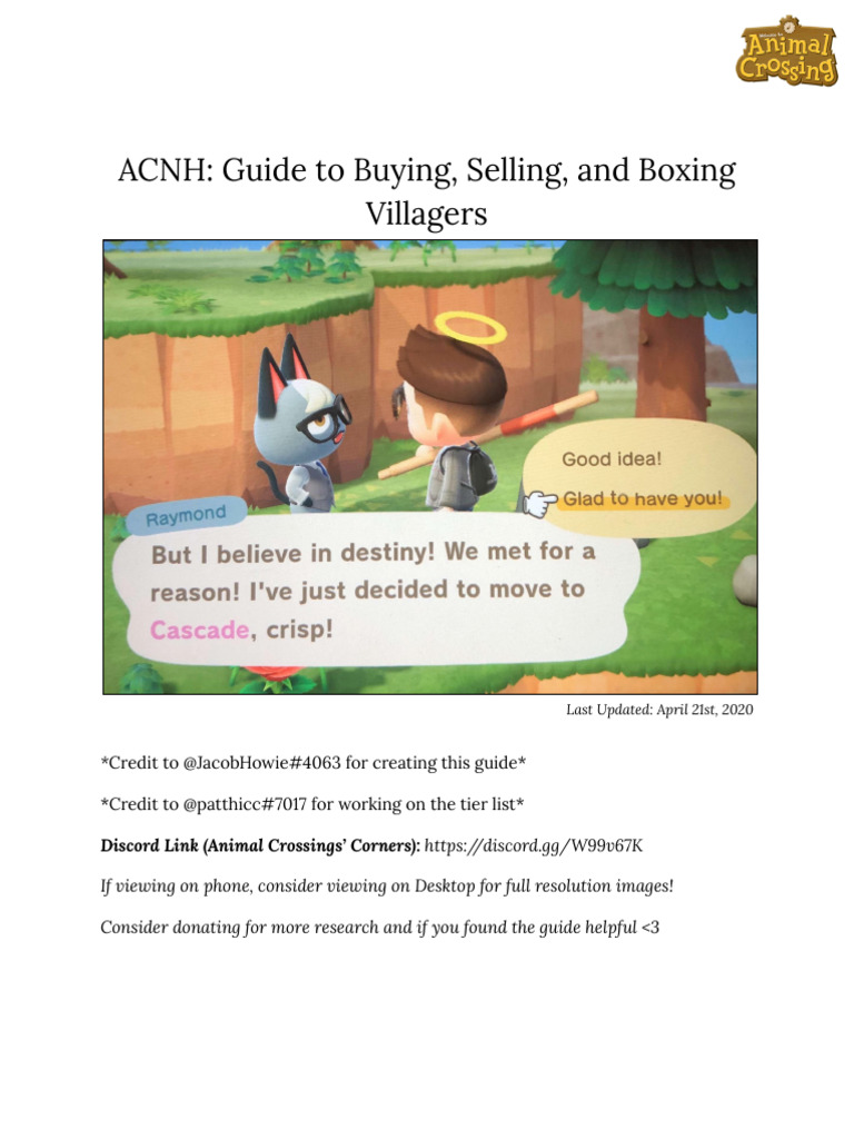 ACNH Guide To Buying, Selling, and Boxing Villagers | PDF | Software ...