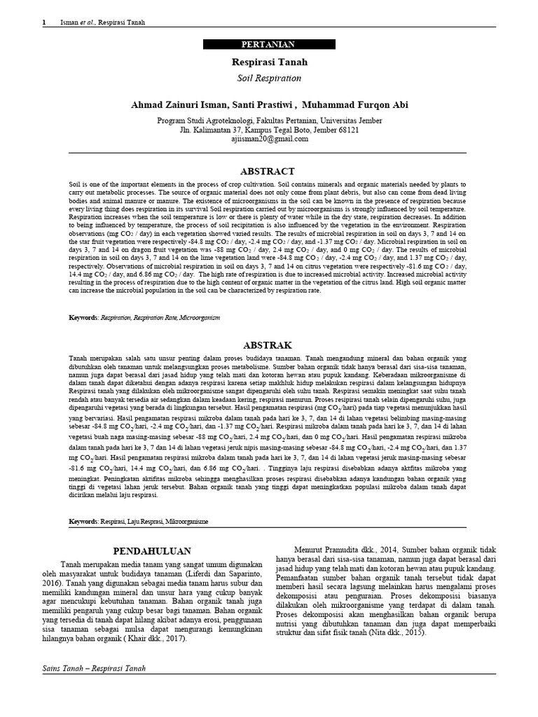 Lapr Sains Tanah Respirasi | PDF