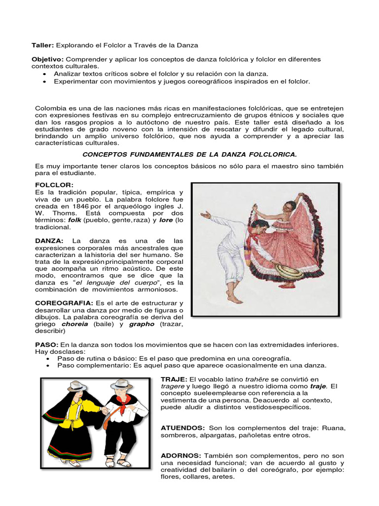 Taller Noveno | Descargar gratis PDF | Bailes | Folklore