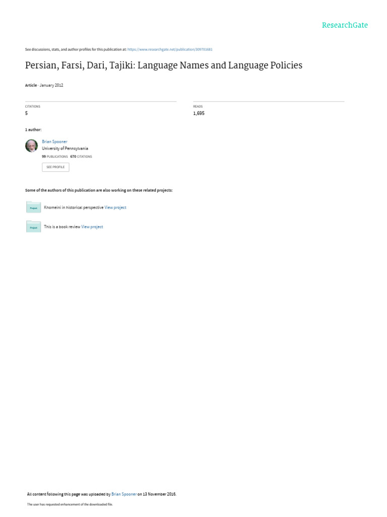 Persian Farsi Dari Tajiki Language Names and Langu | PDF | Persian ...