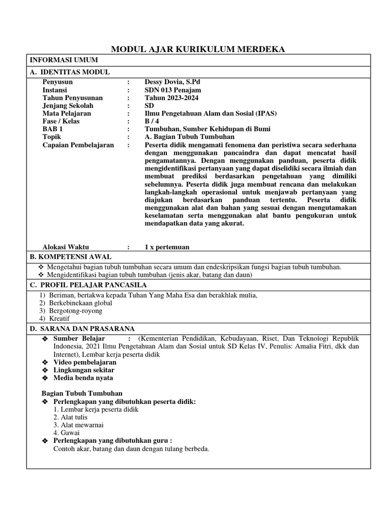 Modul Ajar IPAS SD Kelas IV | PDF