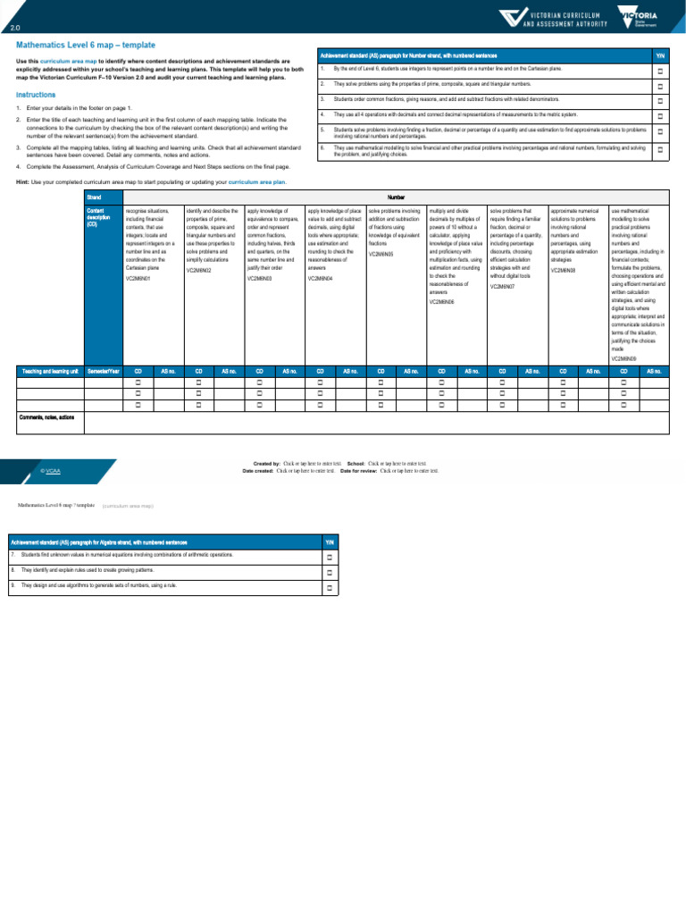 Curriculum Mapping for Level 6 Math | PDF | Numbers | Statistics