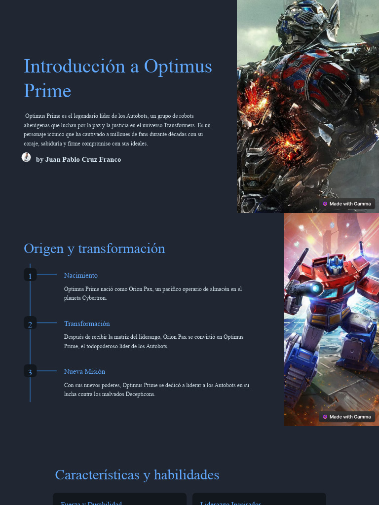 Optimus Prime: Líder de los Autobots | PDF | Transformadores (franquicia)