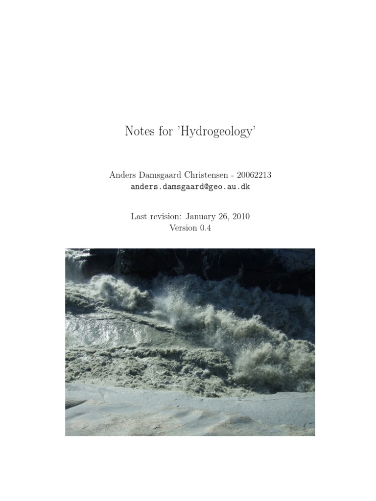 Hydrogeology Course Notes PDF | PDF | Reynolds Number | Aquifer