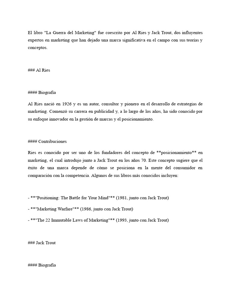 Resumen Al Ries y Jack Trout | PDF | Marketing | Negocios económicos