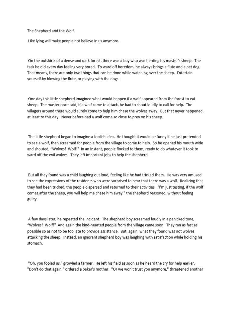The Boy Who Cried Wolf | PDF | Shepherd | Wolves