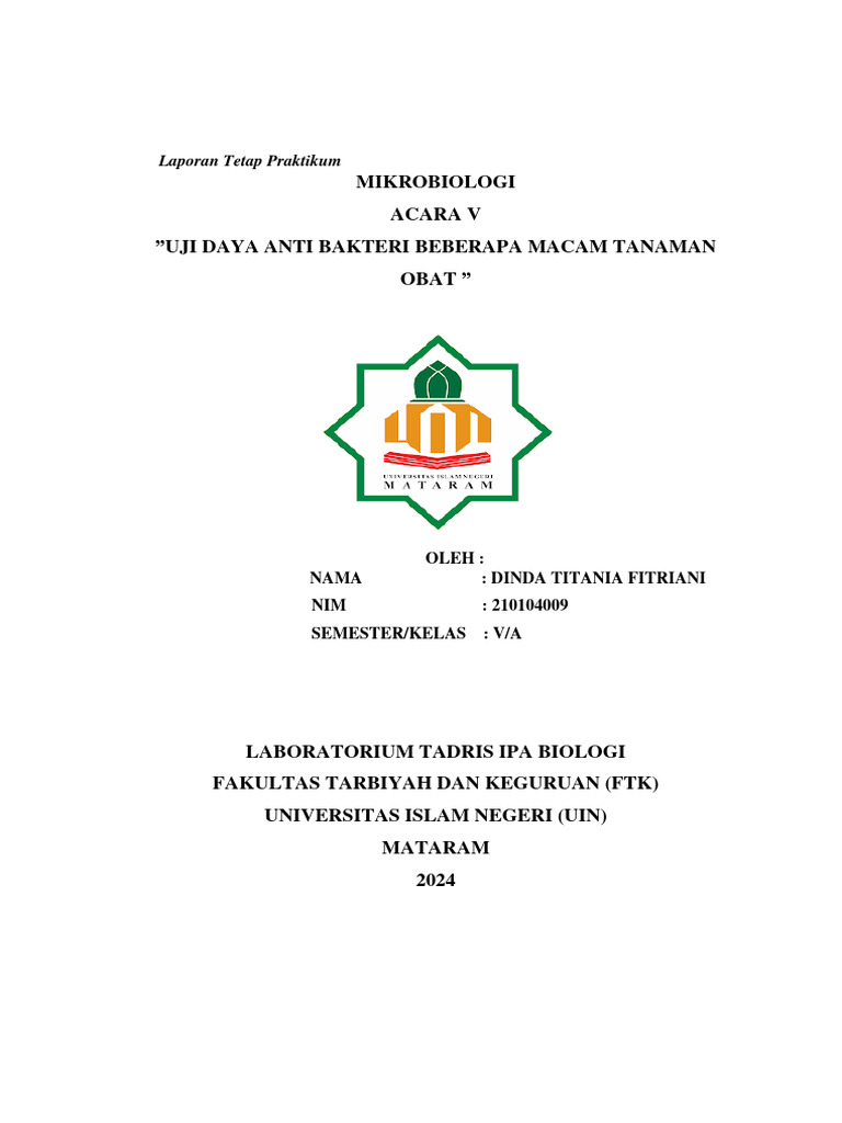 Laporan Mikrobiologi Acara V PDF | PDF