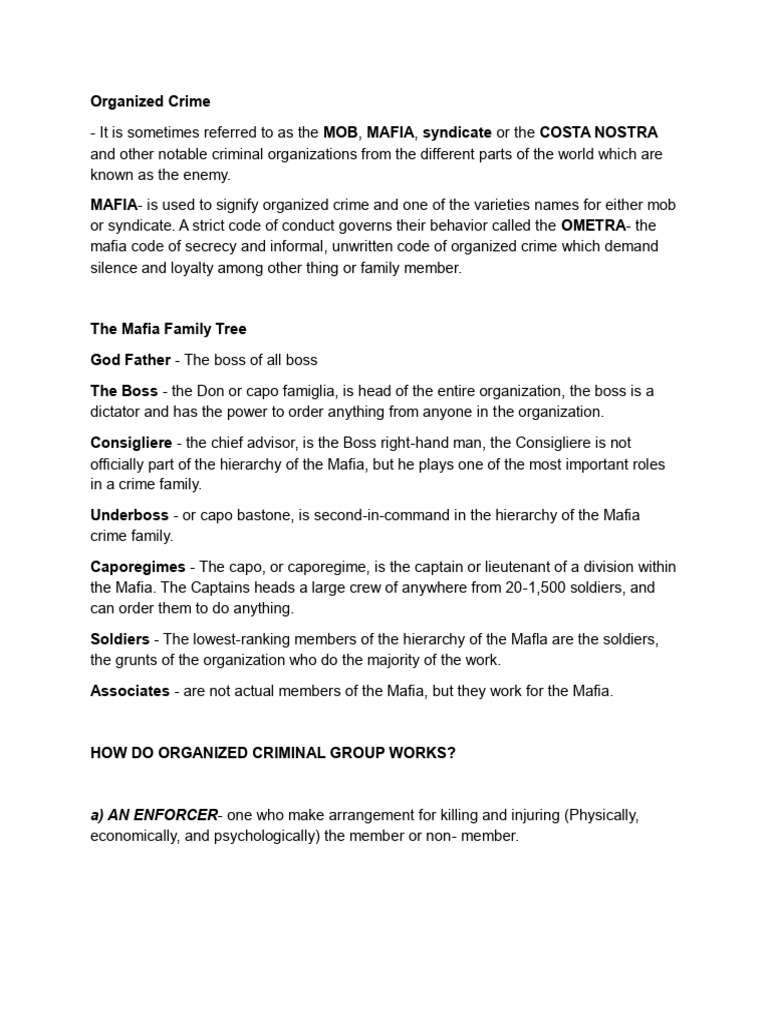 Organized Crime - Local Gang | PDF | Organized Crime | Sicilian Mafia