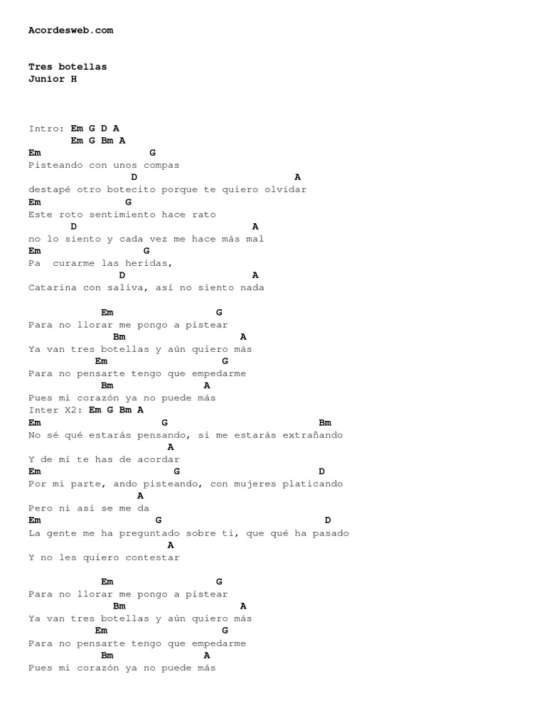 Tres Botellas Junior H Acordesweb Com | PDF