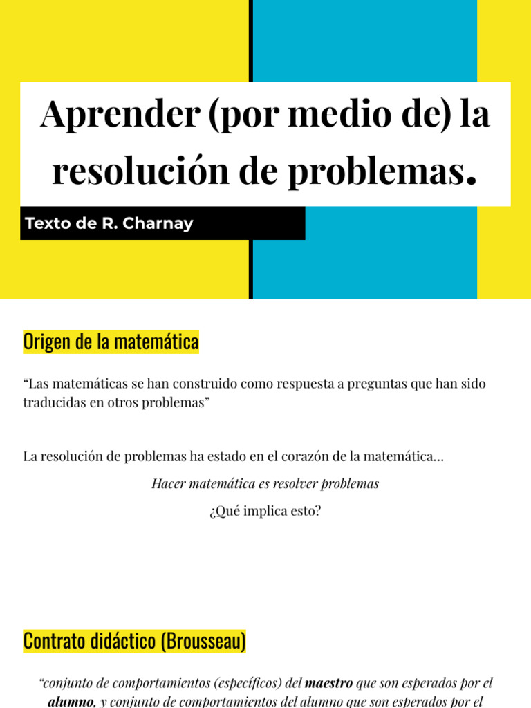Aprender (Por Medio de) La Resolución de Problemas. (1) | PDF | Aprendizaje | Conocimiento