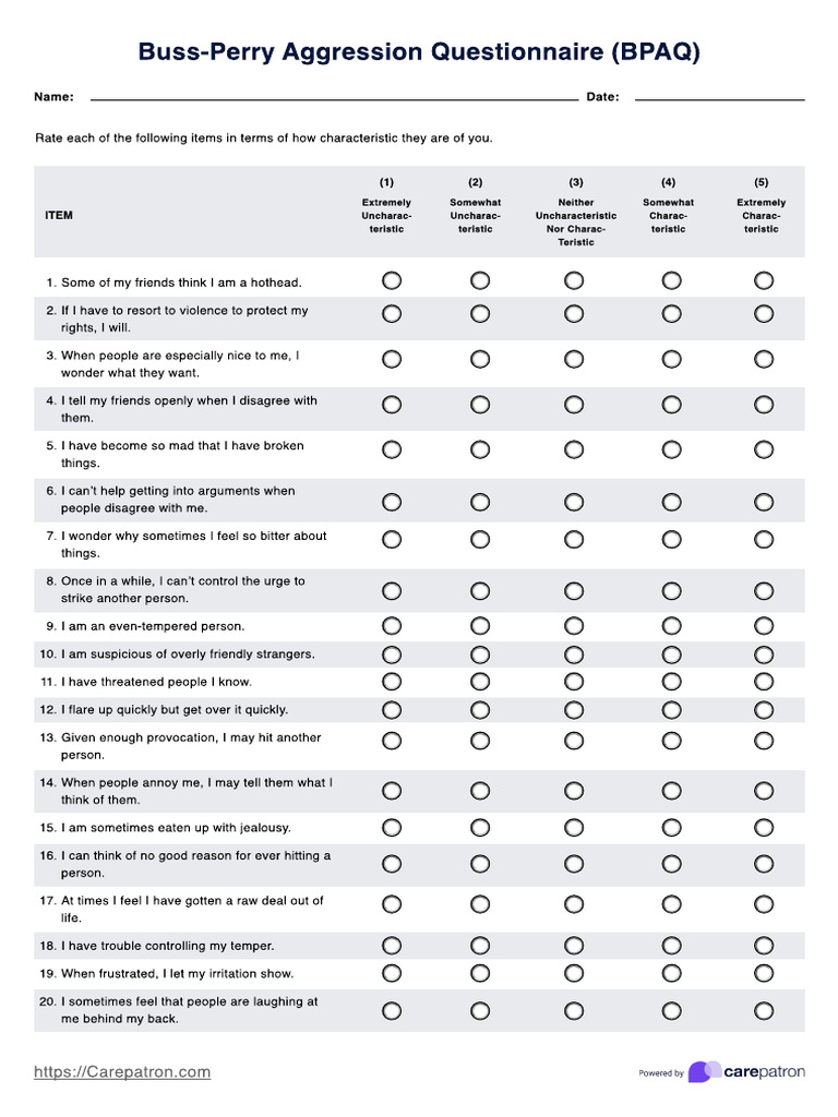 Buss Perry Aggression Questionnaires | PDF | Aggression | Anger