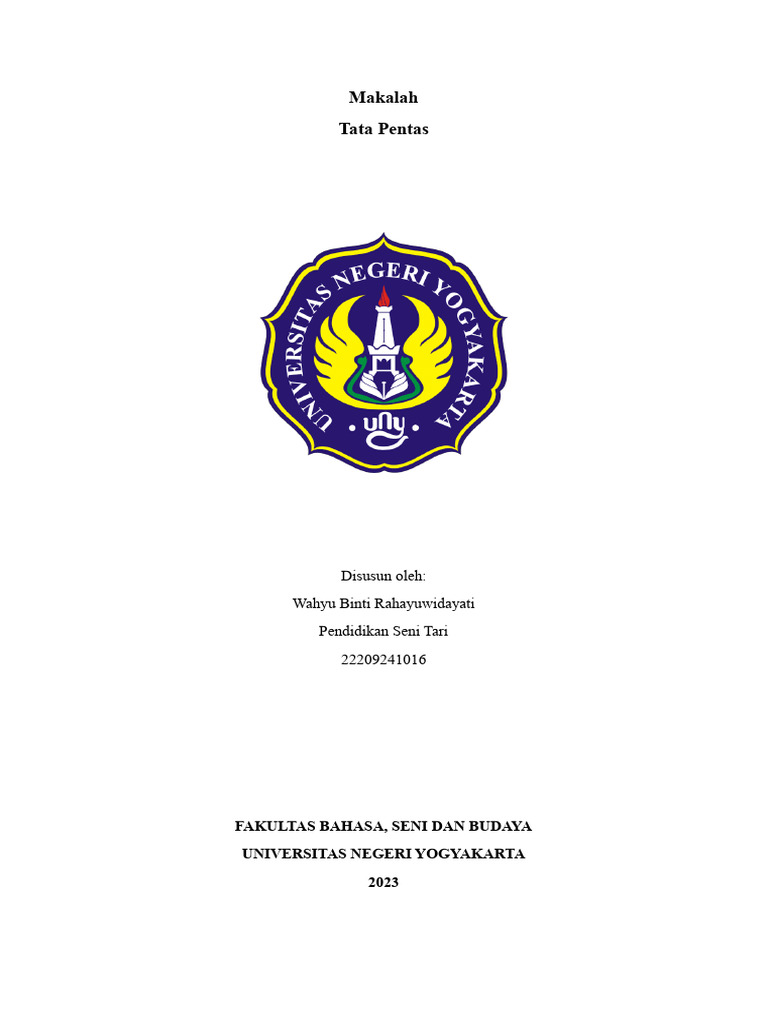 Tata Pentas - Wahyu Binti - 22209241016 | PDF | Kajian Bahasa Asing | Seni
