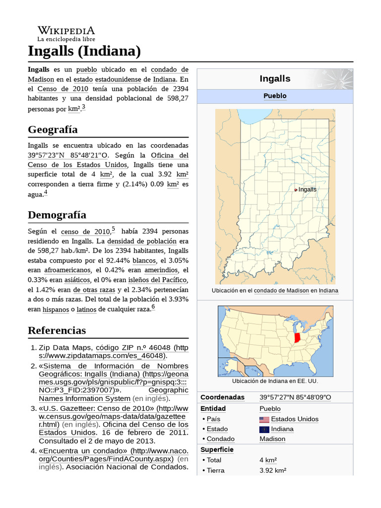 Ingalls: Población y Datos Geográficos | PDF | Sociedad de los Estados ...