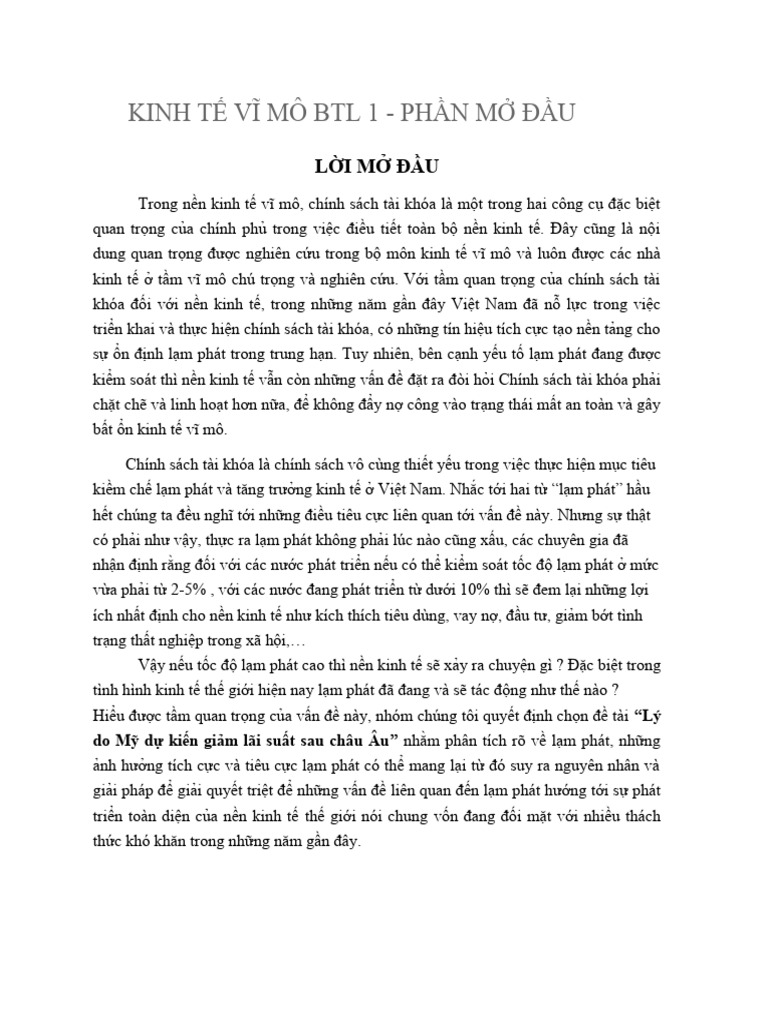 Kinh Te VI Mo BTL 1 Phan Mo Dau Trong Nen Kinh Te Thi Truong Dang Phat ...