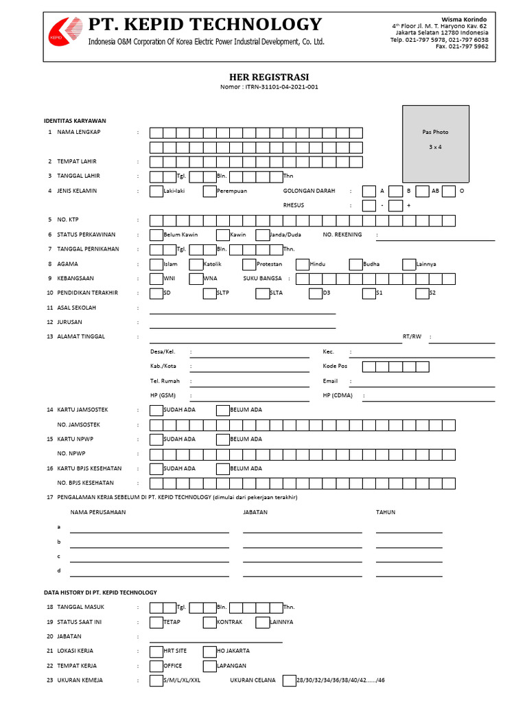 Form Her Registrasi | PDF