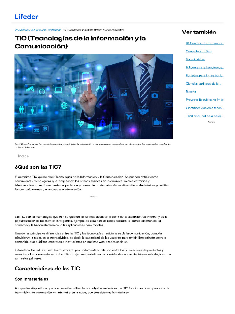 TIC - Qué Son, Características, para Qué Sirven, Tipos, Ejemplos, Ventajas | PDF