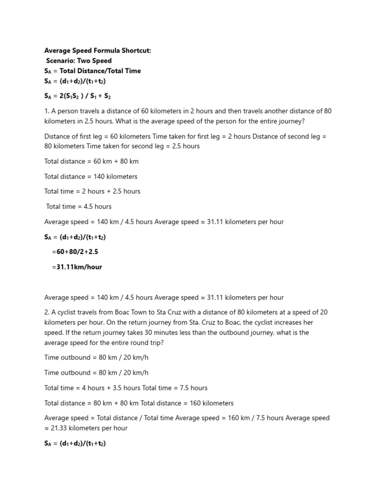 Speed Distance Time Shortcut | PDF | Speed | Mechanics