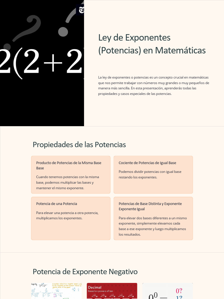 Ley de Exponentes en Matemáticas | PDF | Exponenciación | Números