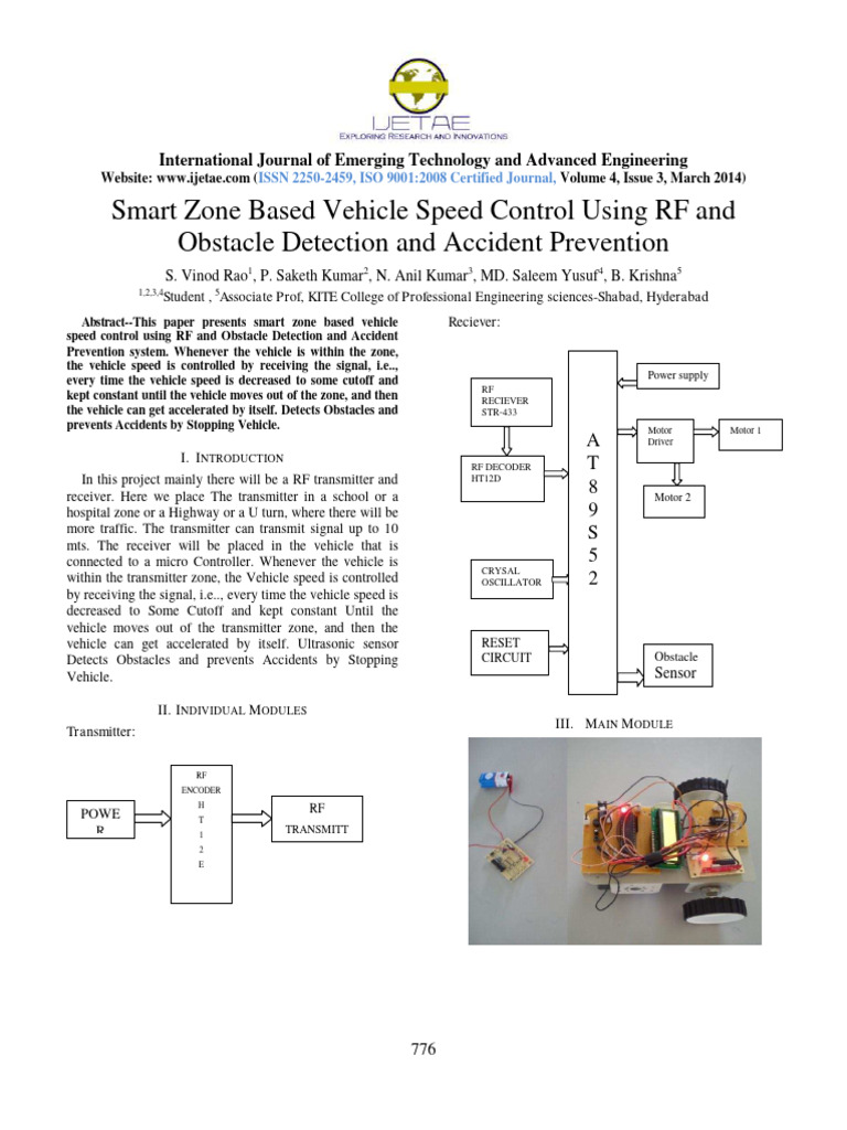 Smart Zone Based Vehicle Speed Control U | PDF | Electronics | Electrical Engineering