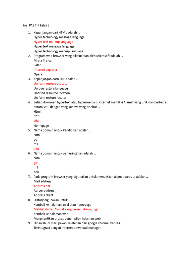 Soal PAS TIK Kelas 9 | PDF | Teknologi & Rekayasa | Seni