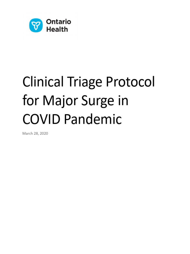 Clinical Triage Protocol For Major Surge in COVID19 | PDF | Intensive ...