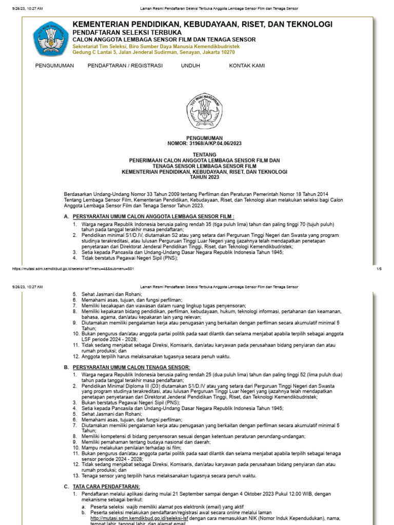 Lembaga Sensor Film Dan Tenaga Sensor | PDF