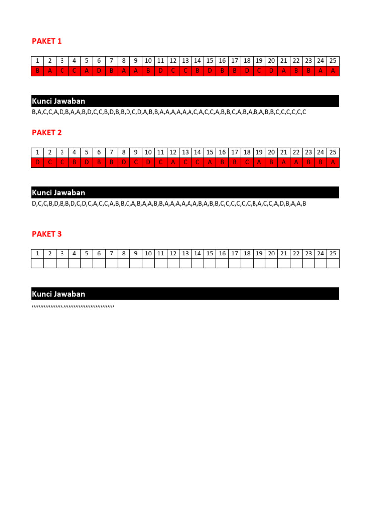 Template Kunci Jawaban | PDF