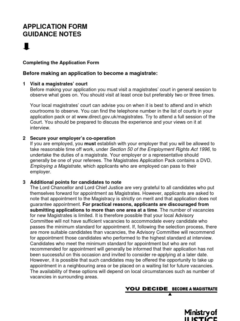 Application Form Guidance Notes: Before Making An Application To Become ...