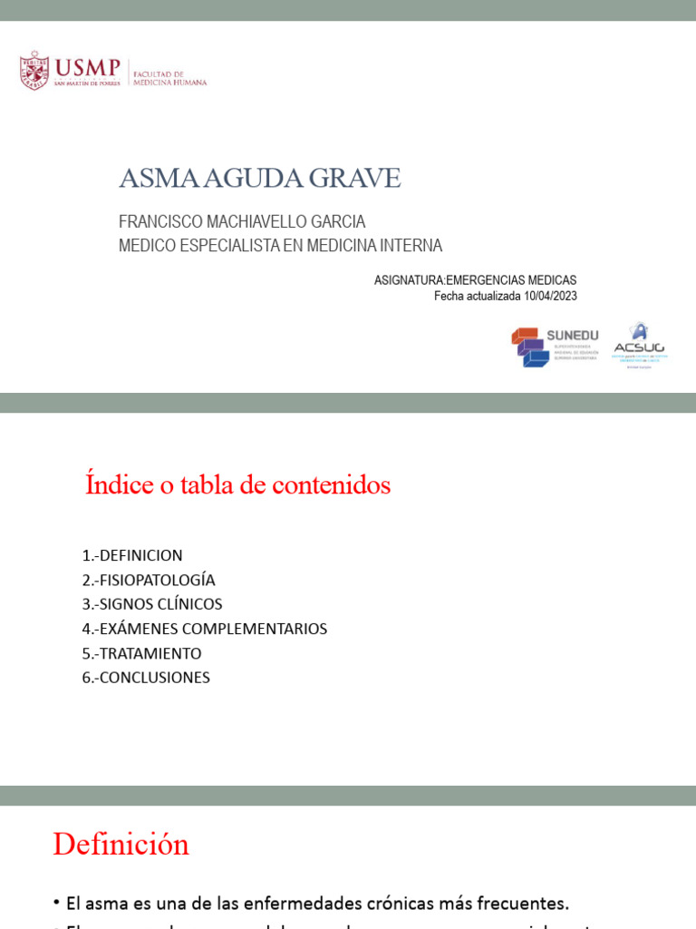 Asma Aguda Grave Degradado | Descargar gratis PDF | Asma | Neumología