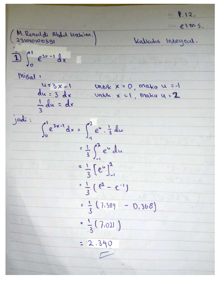 P.12. M. Renaldi A H. Kalkulus Integral | PDF