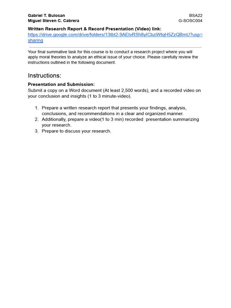Final Summative Assessment 2024 (Bulosan, Cabrera) | PDF