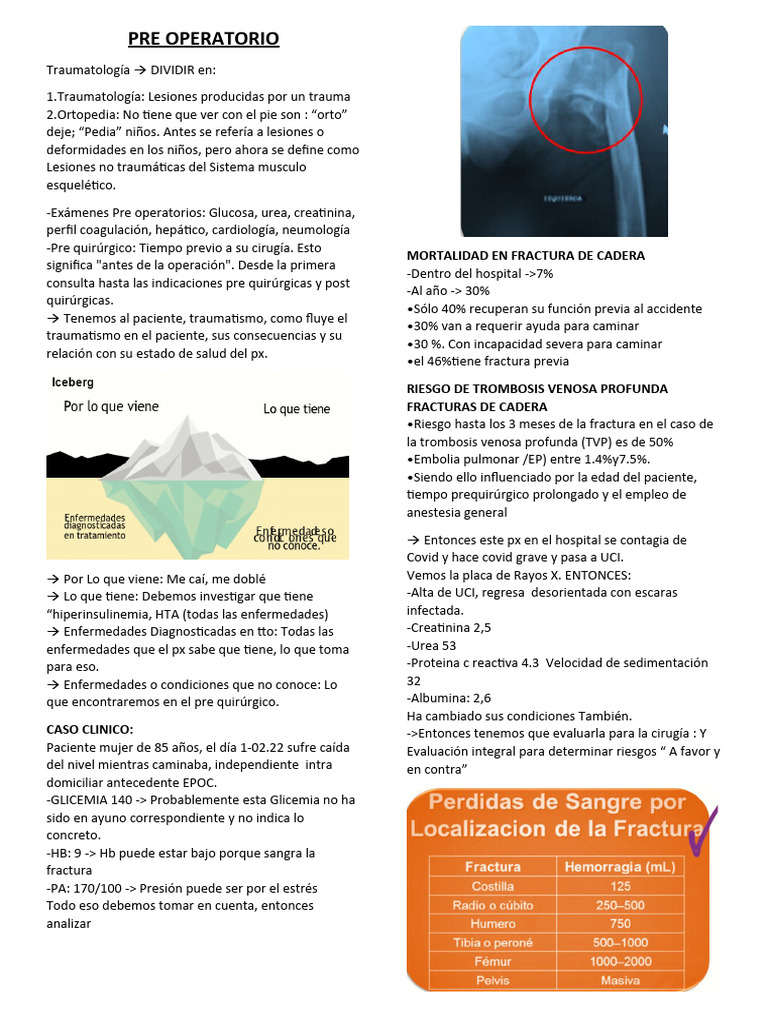 Pre Operatorio | PDF | Traumatologia | Cirugía