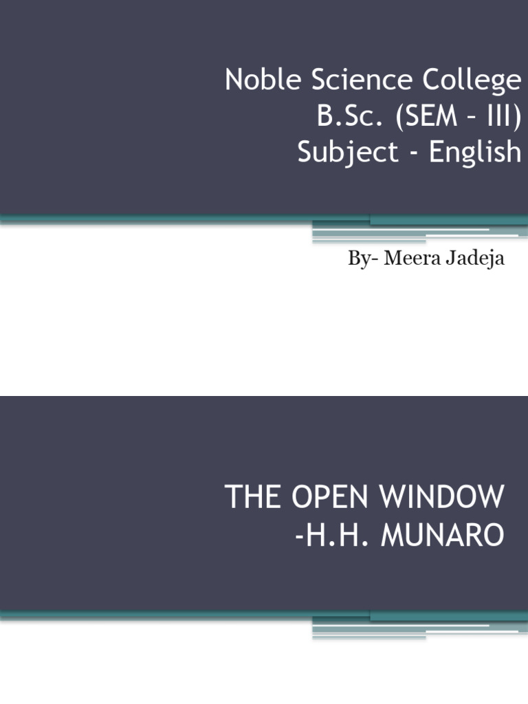 The Open Window Topic of English Literature | PDF | Saki