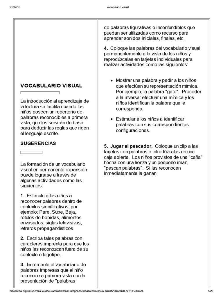 Hojas De Trabajo Con Oraciones Y Palabras Reconocibles A Simple Vista